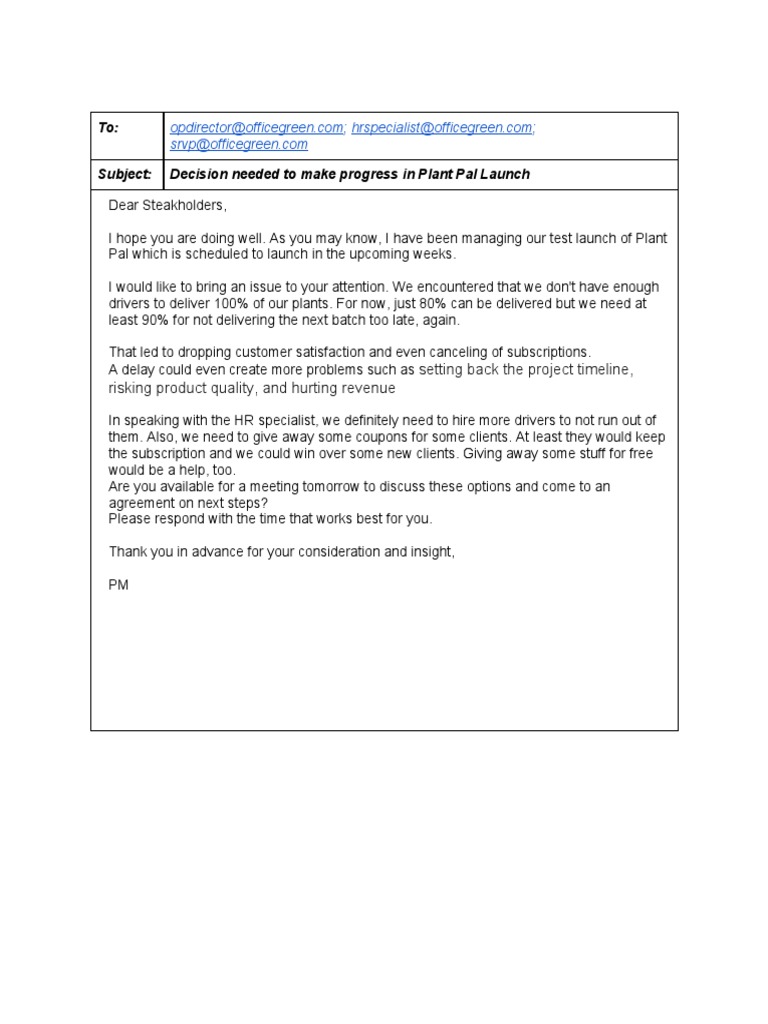 Activity Template - Escalation Email | PDF | Career & Growth | Business
