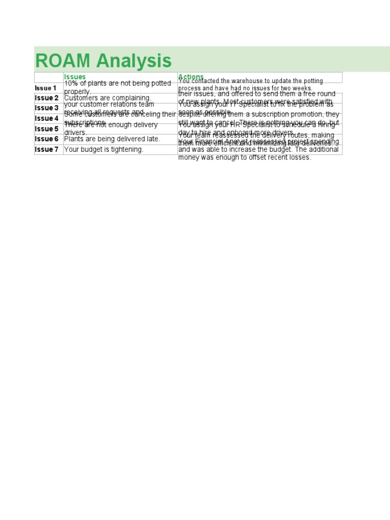 Activity Template - ROAM Analysis | PDF