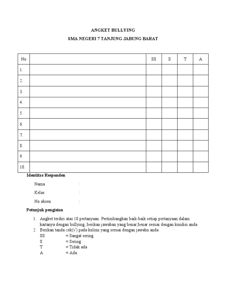 Angket Bullying | PDF
