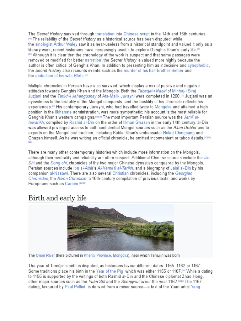 Genghis Khan's Early Life and Sources | PDF | Genghis Khan | Mongol Empire