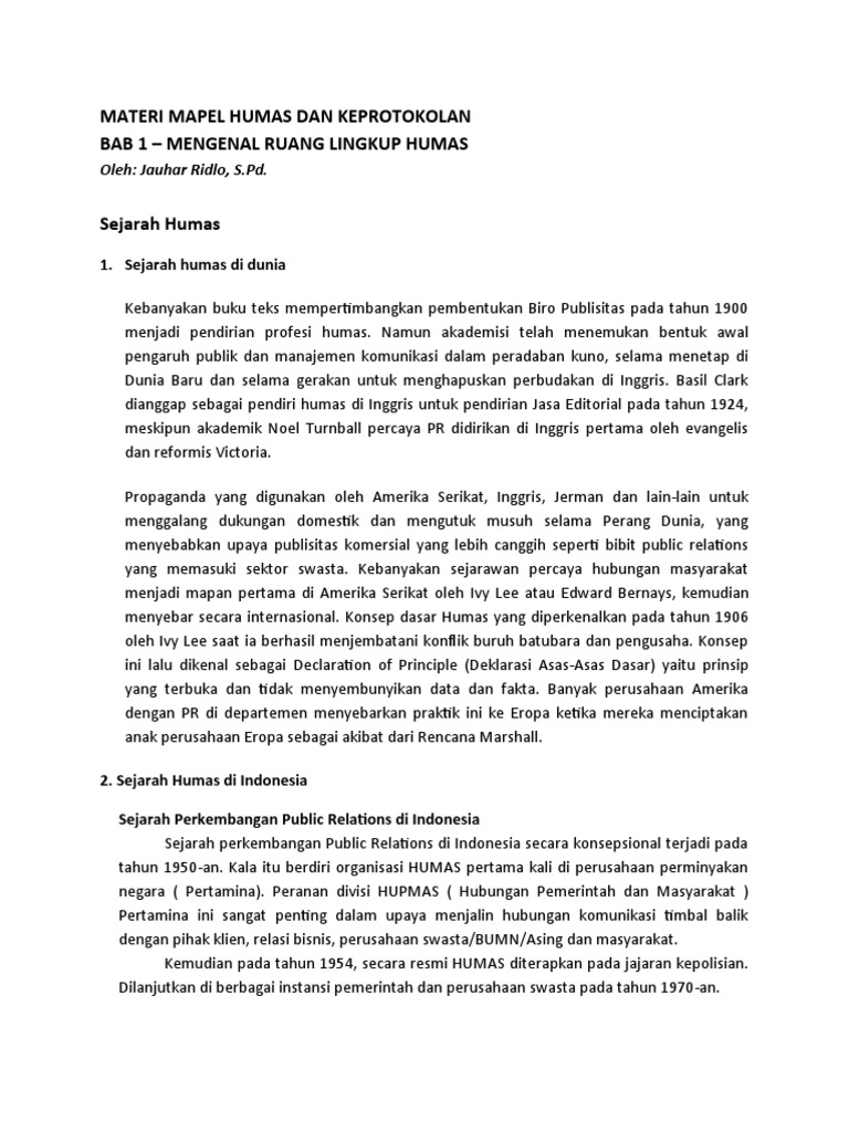 (Hum.1.4-21) Sejarah Humas | PDF