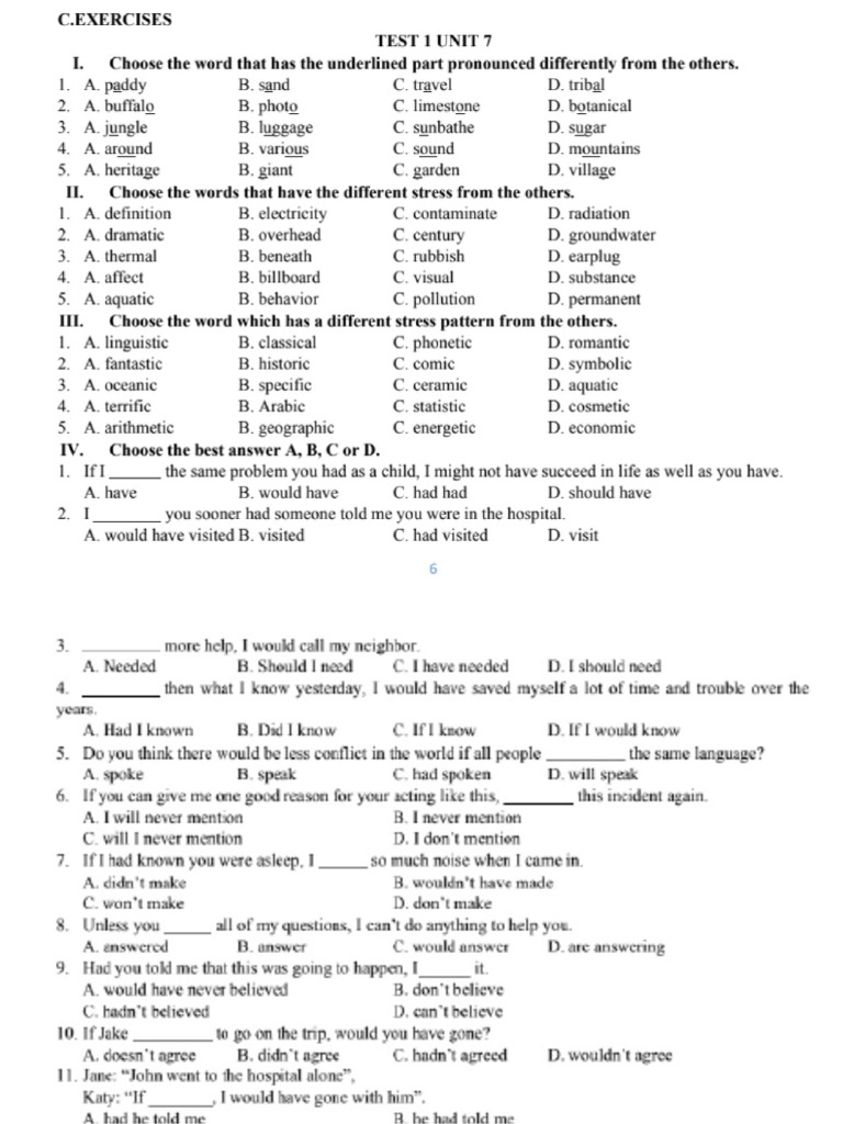 Test 1 - Unit 7 - Eng8 | PDF