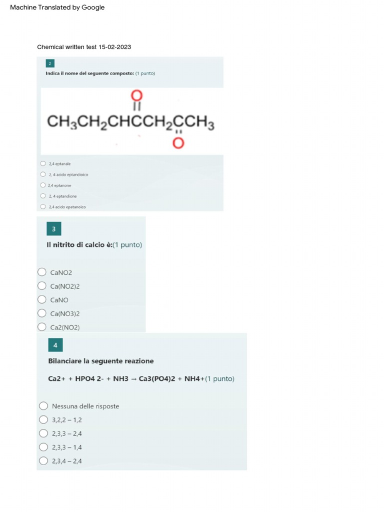 Prova Scritta Chimica 15-02-2023 | PDF | Technology & Engineering