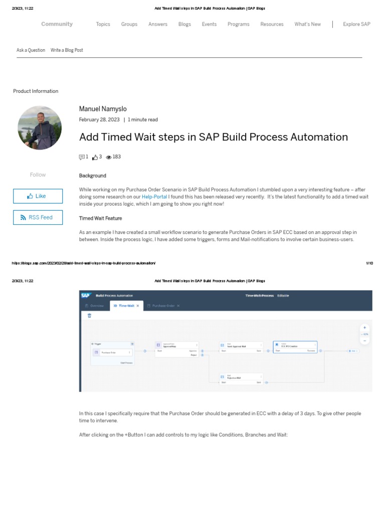 Add Timed Wait Steps in SAP Build Process Automation | PDF | Automation | Computer Engineering