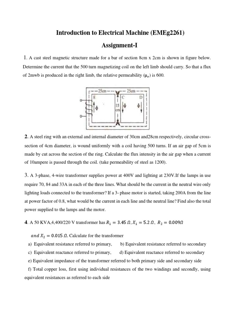 Introduction To Electrical Machine (Emeg2261) Assignment-I | PDF