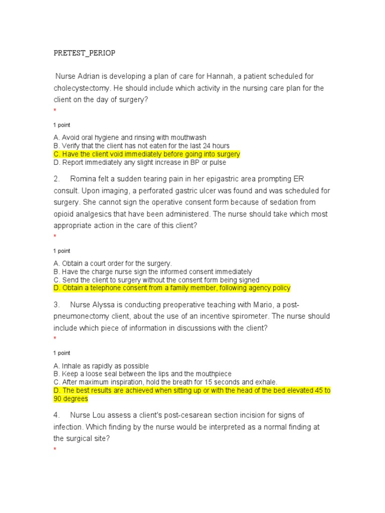 Periop Tests | PDF | Surgery | Pain