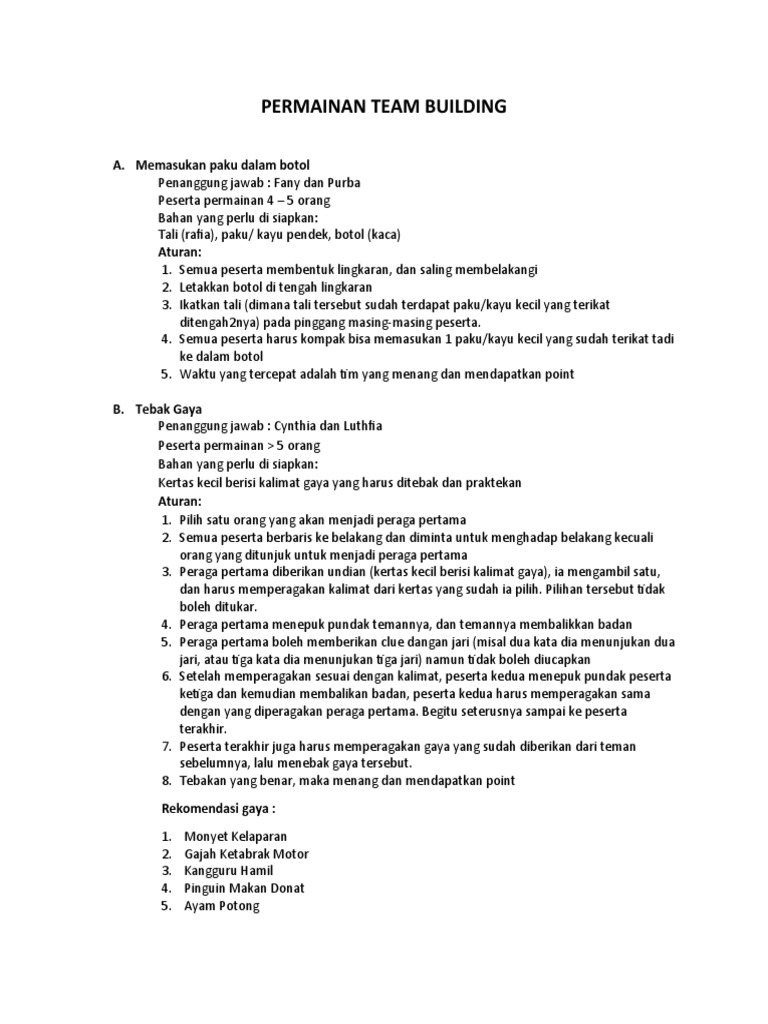 Permainan Team Building | PDF