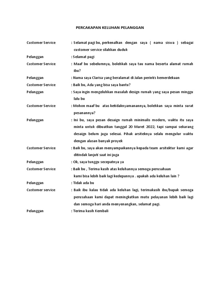 Percakapan Keluhan Pelanggan | PDF