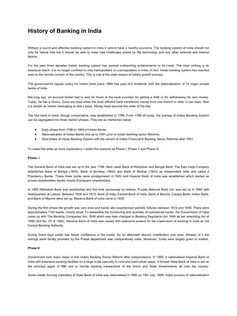 History of Banking in India | PDF