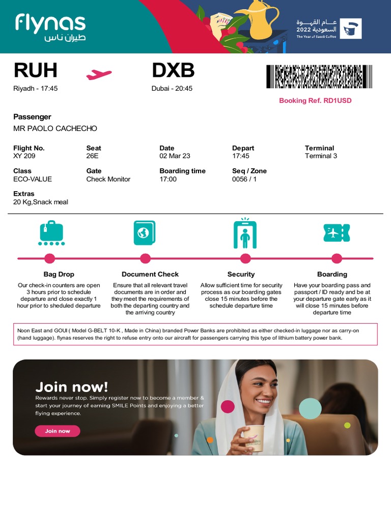 Flynas Boarding Pass and Check-In Guide | PDF