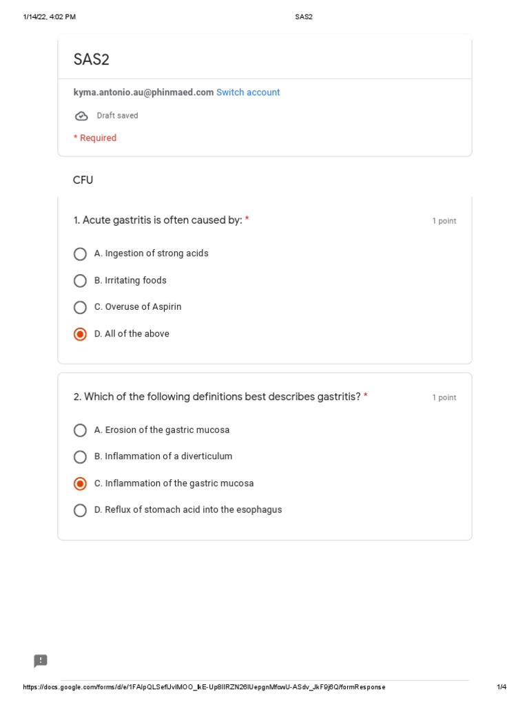 MS Sas 2 | PDF | Stomach | Diseases And Disorders