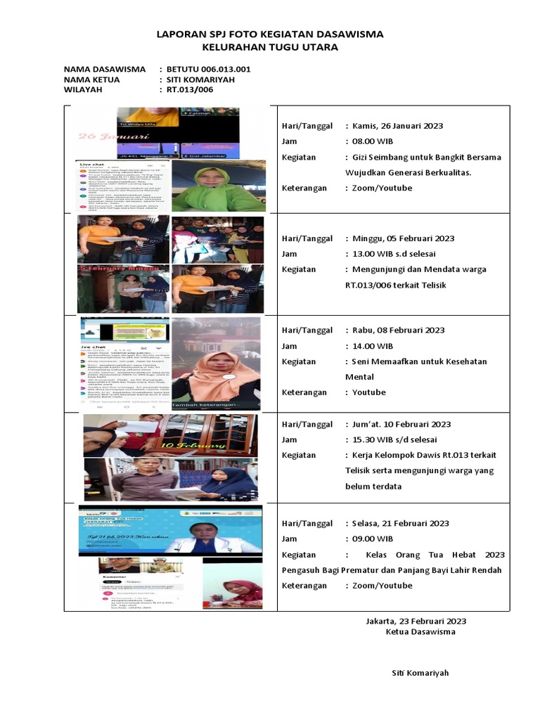 Laporan SPJ Foto Kegiatan Dasawisma | PDF