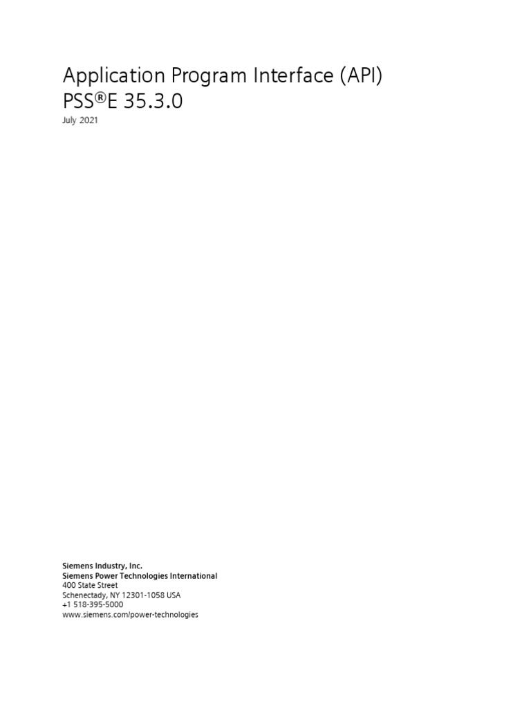 Application Program Interface (API) PSS®E 35.3.0: July 2021 | PDF | Software | Proprietary Software