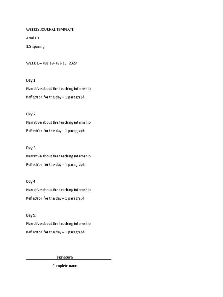 Weekly Journal Template | PDF