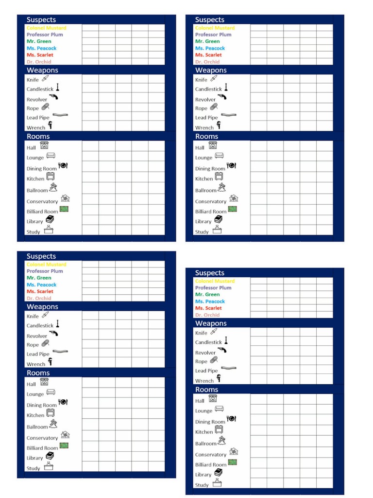 Cluedo Template | PDF