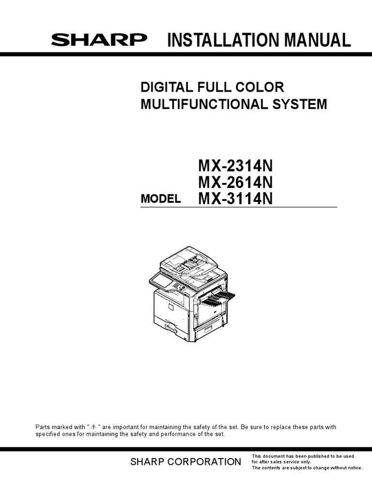 Sharp MX-2614N, MX-3114N, MX-2314N 132459 | PDF | Printer (Computing) | Humidity