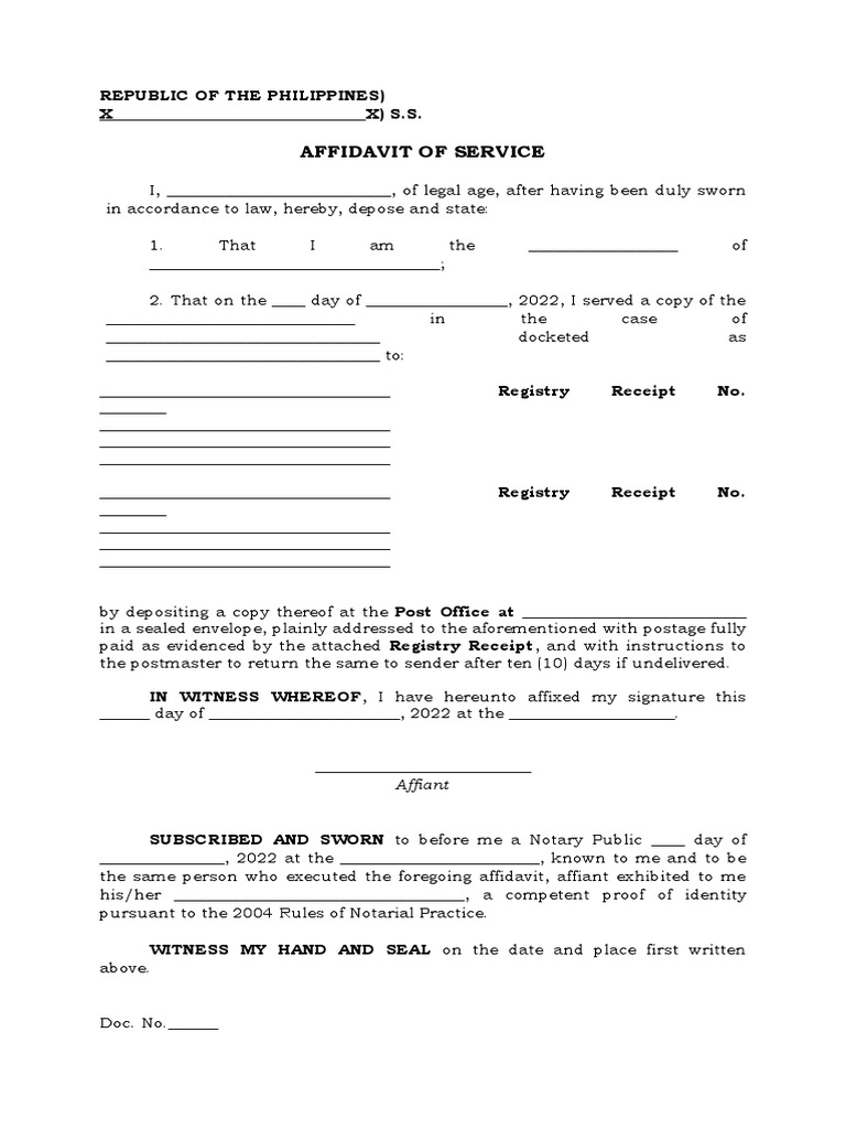 Affidavit of Service | PDF