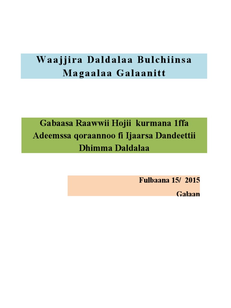 .Gabaasa Ji'a Hagayyaa QID 2014510Q Silash | PDF