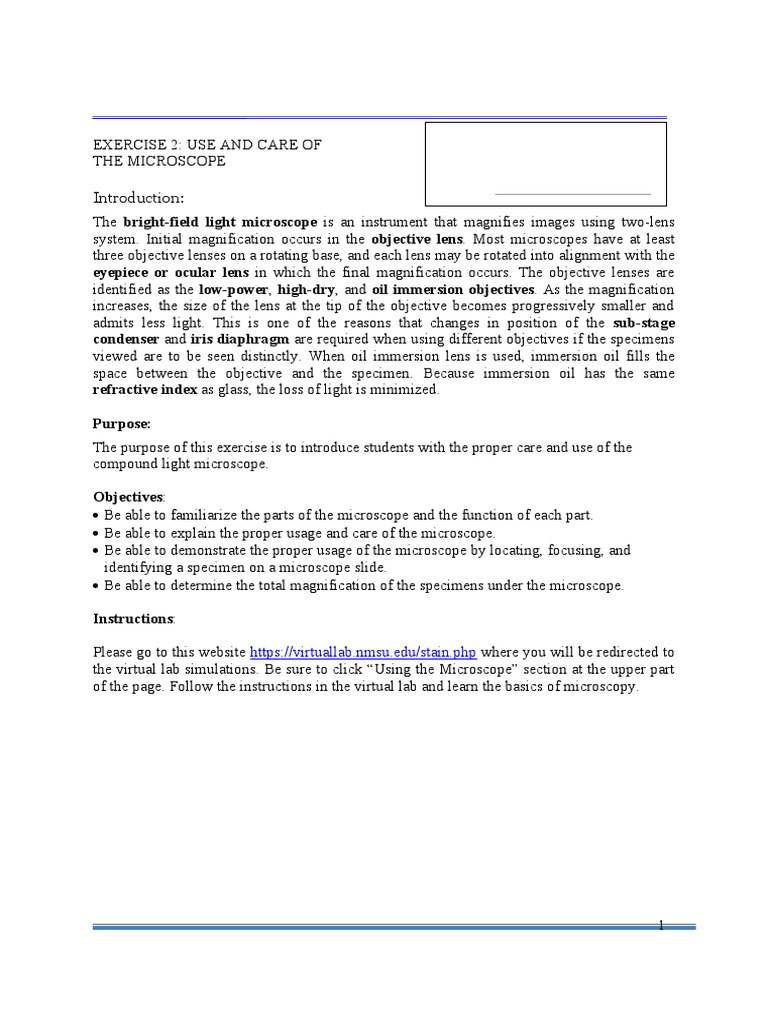 Proper Care and Use of the Compound Light Microscope: A Guide to ...