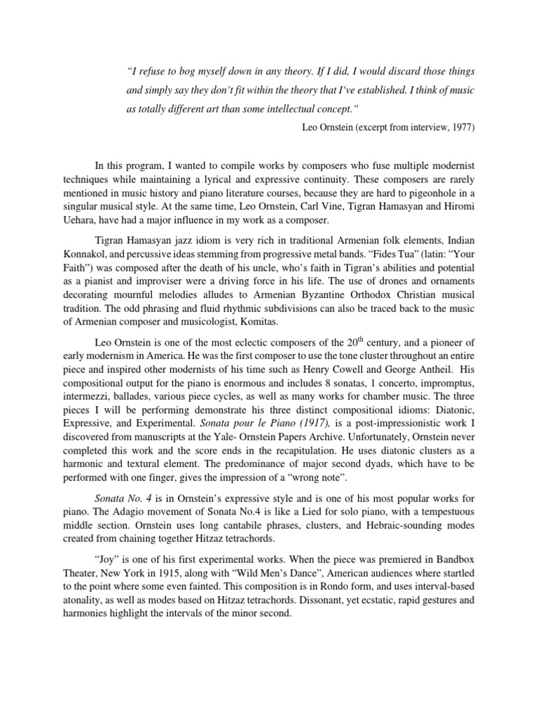 Piano Spheres Program Notes | PDF