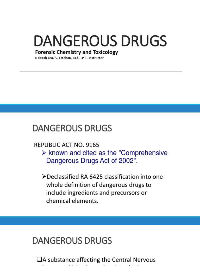 Dangerous Drugs Lecture 1 | PDF | Drugs | Methamphetamine