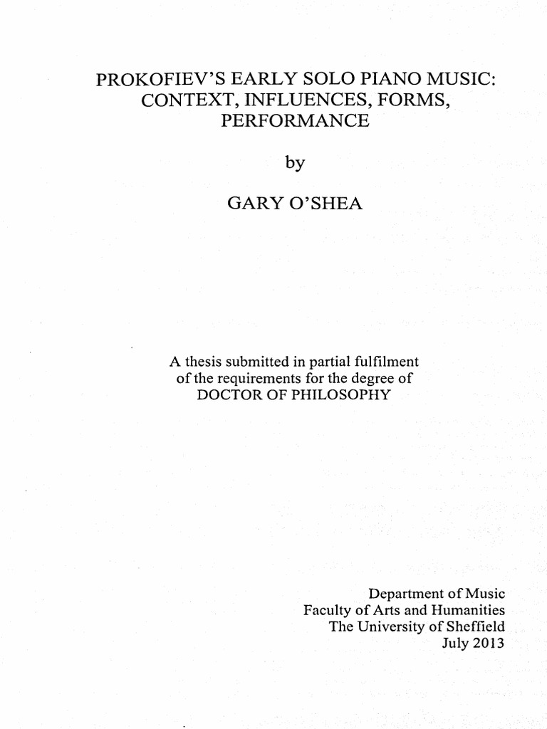 Prokofiev'S Early Solo Piano Music: Context, Influences, Forms ...