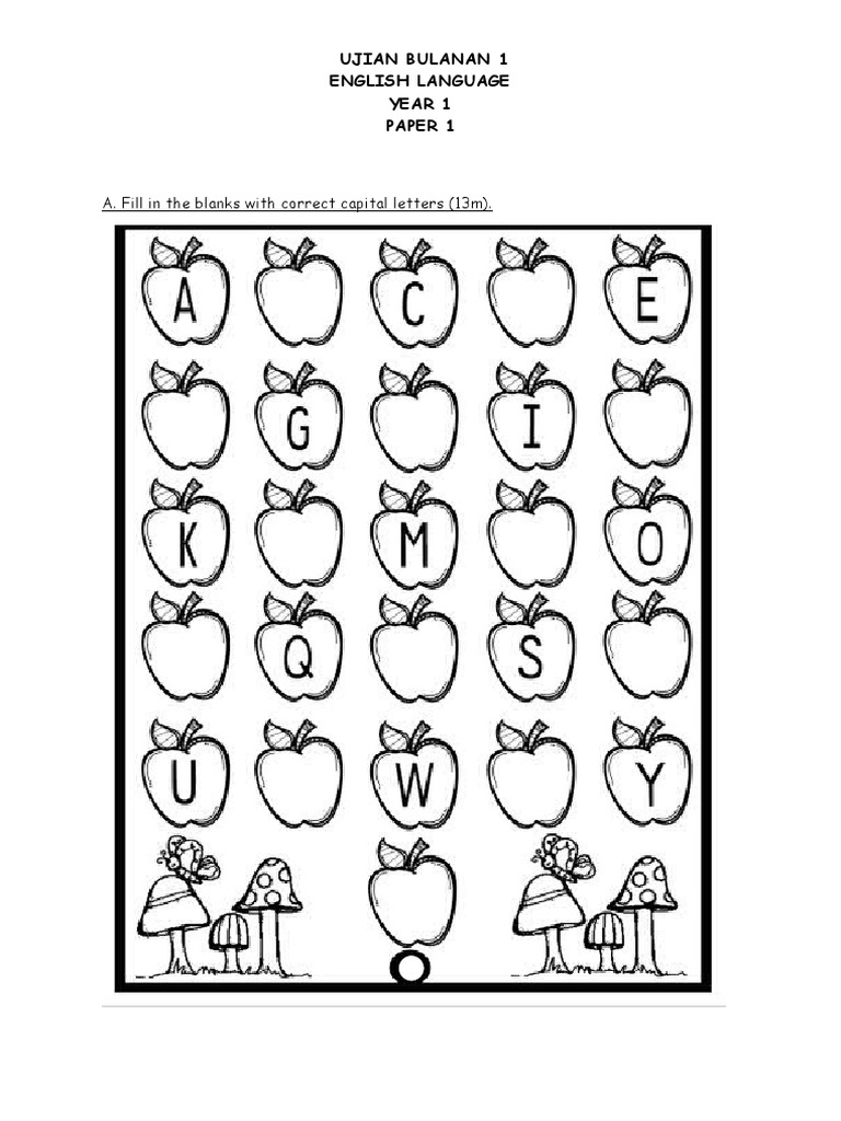 Year 1 English Monthly Exam Paper 1 | PDF