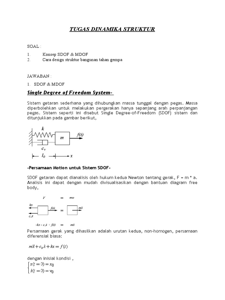 Analisis SDOF dan MDOF dalam Struktur | PDF