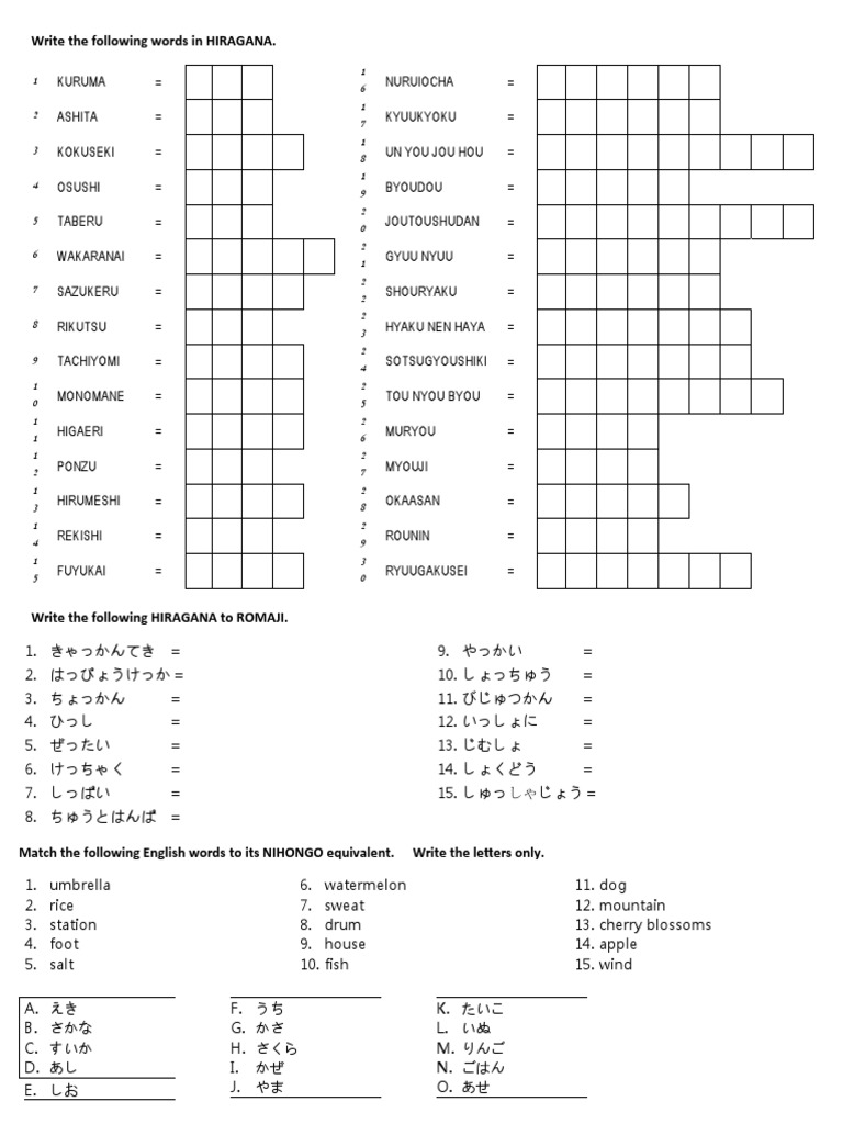 Hiragana to Romaji Translation | PDF