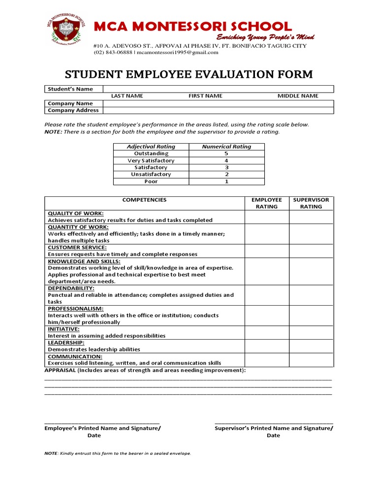 Evaluation Form Ojt | PDF | Leadership | Business