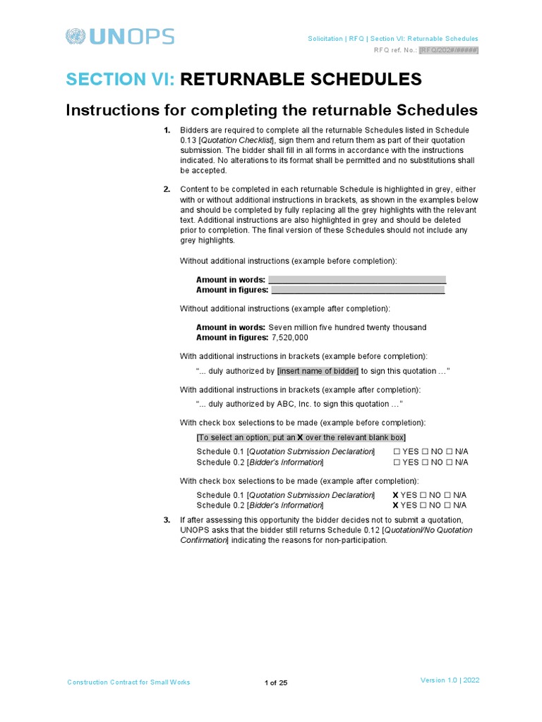 Solicitation - RFQ 05 Section VI - Returnable Schedules | PDF | Insurance | Professional ...