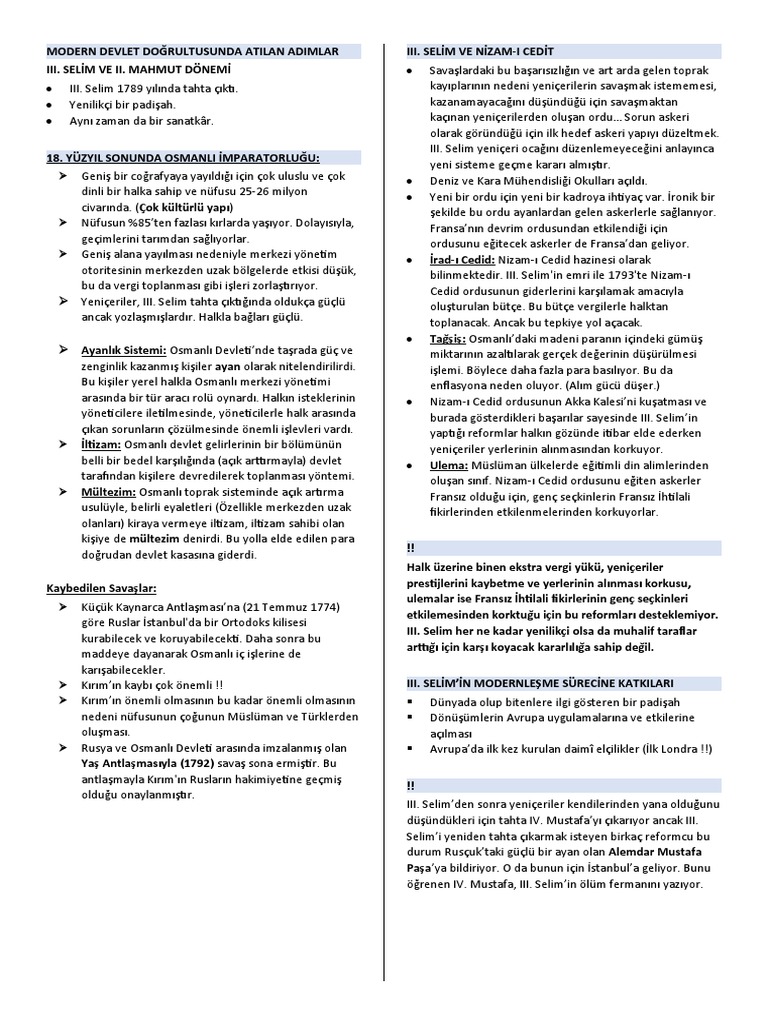 Modern Devlet Doğrultusunda Atılan Adımlar | PDF