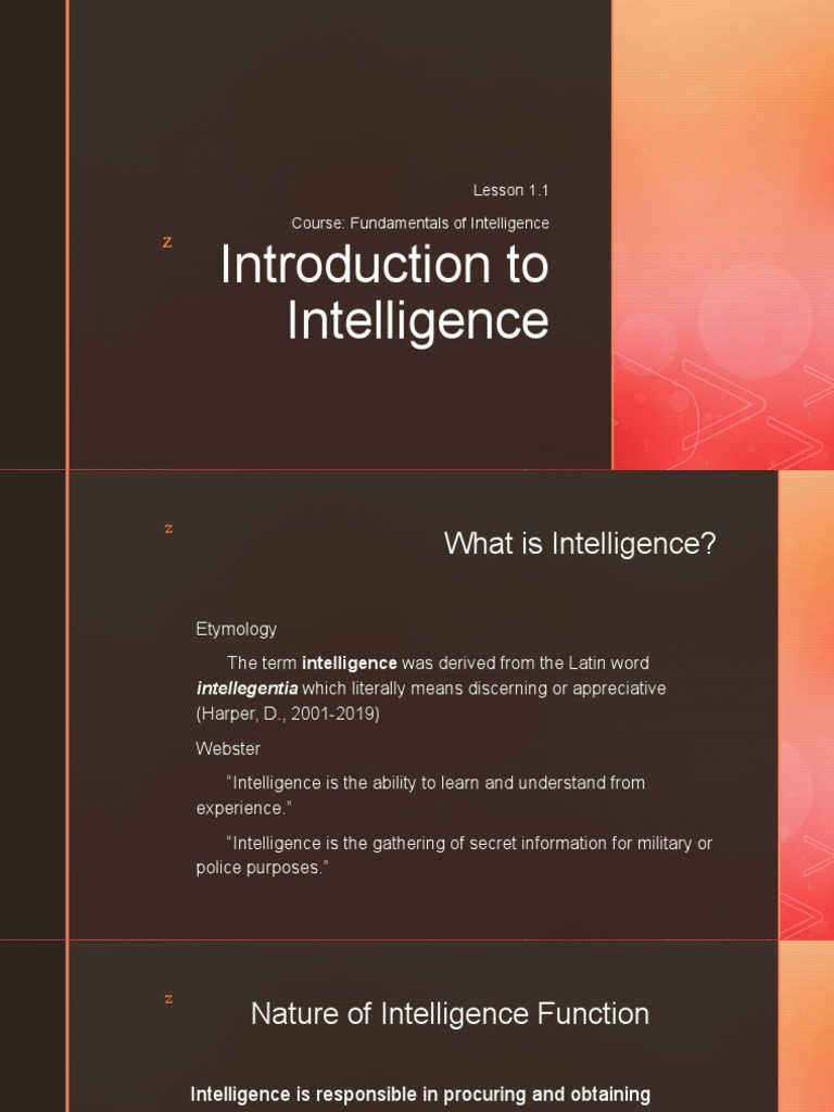 Lesson 1.1 - Introduction To Intelligence 2 | PDF | Military Intelligence | Information