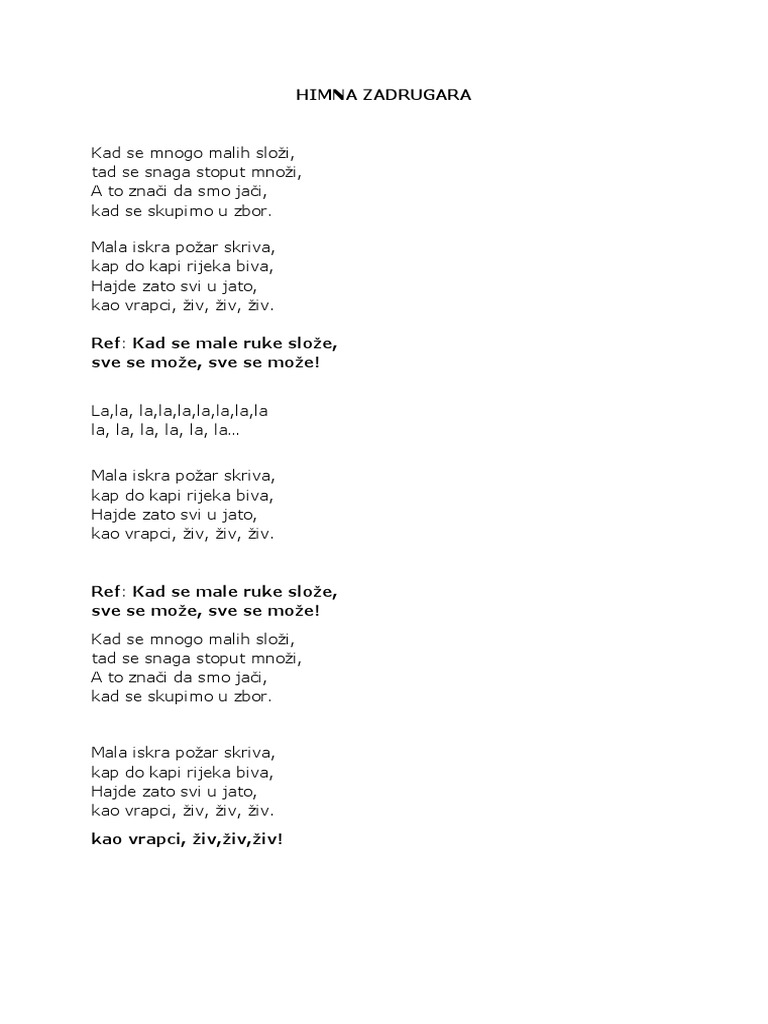 Himna Zadrugara | PDF