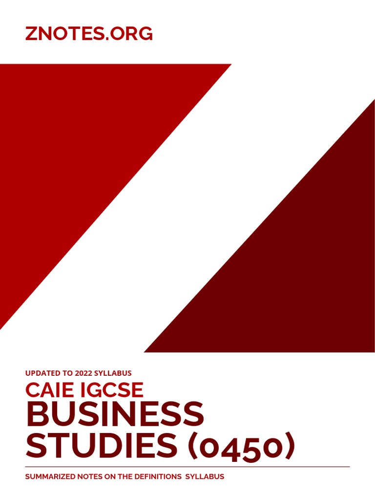Caie Igcse Business Studies 0450 Definitions v1 | PDF | Taxes | Marketing