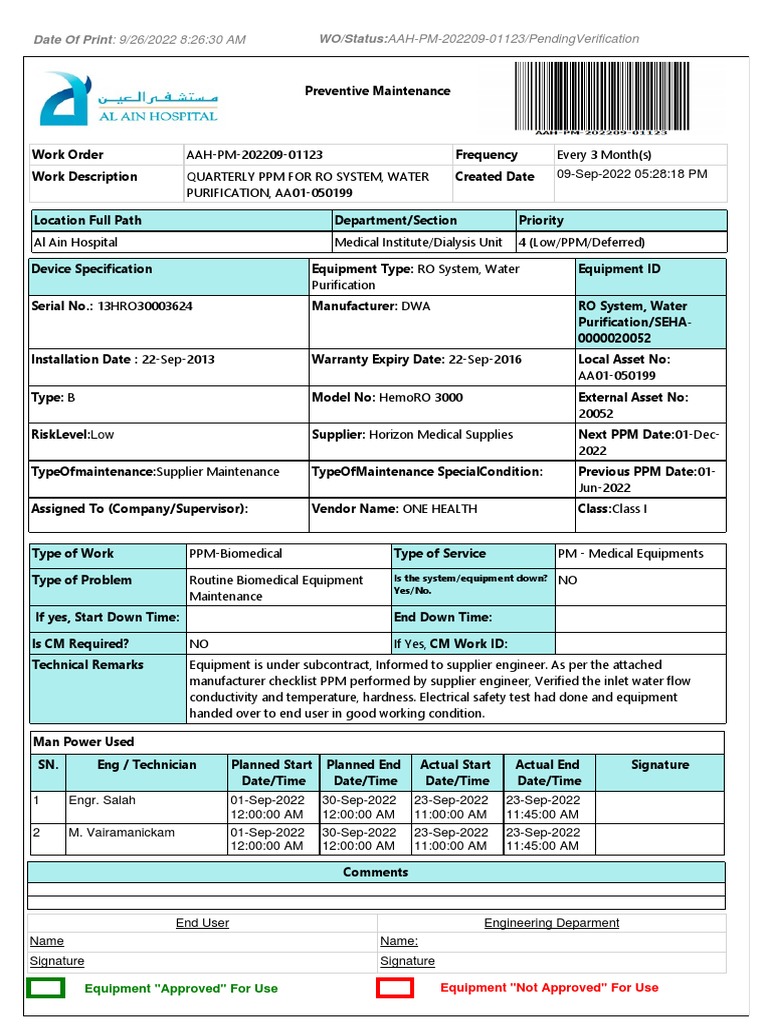 Work - PM - AAH PM 202209 01123 PDF | PDF | Medical Device | Physical Sciences