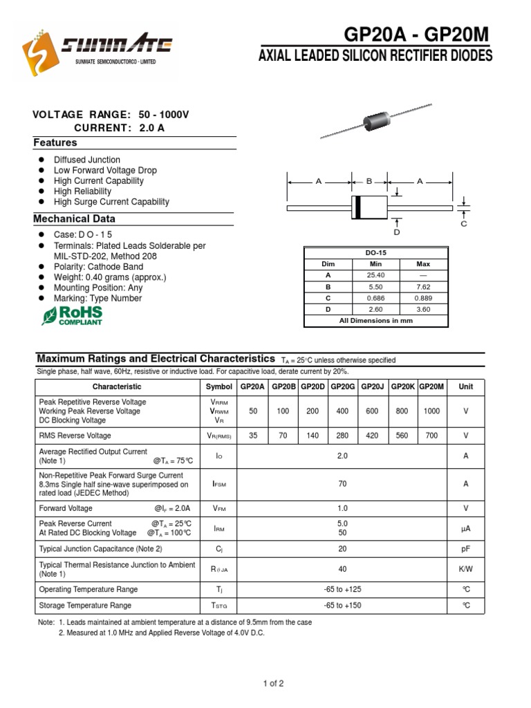 GP20A-Sunmate Dioda | PDF | Rectifier | Manufactured Goods