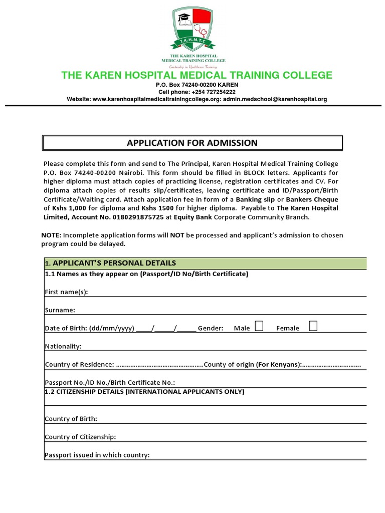 TKHMTC New Application Form | PDF | Diploma | Academic Degree