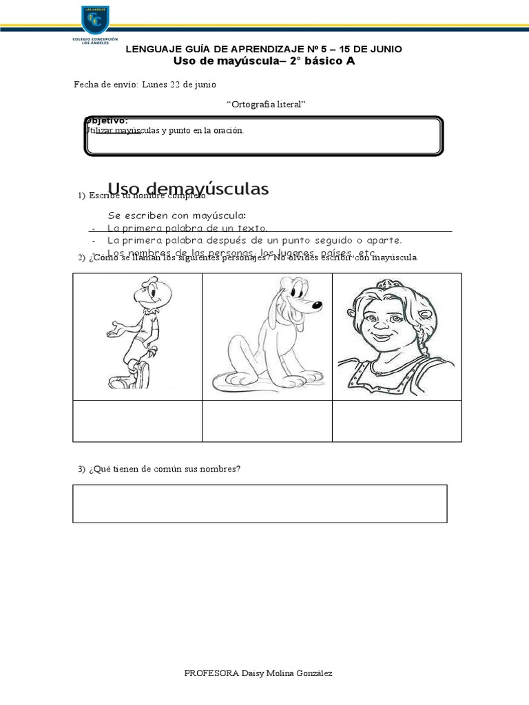 Uso de Mayúsculas en 2° Básico | PDF