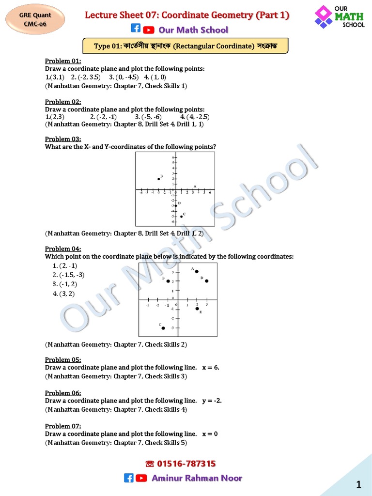 Lecture Sheet 07 - Coordinate Geometry (Part 1) | PDF | Analytic ...