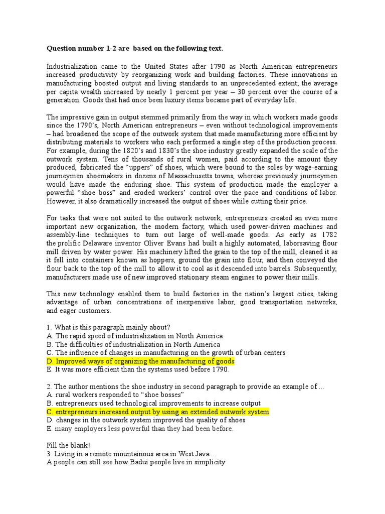 Question Number 1-2 Are Based On The Following Text.: Many Employers ...