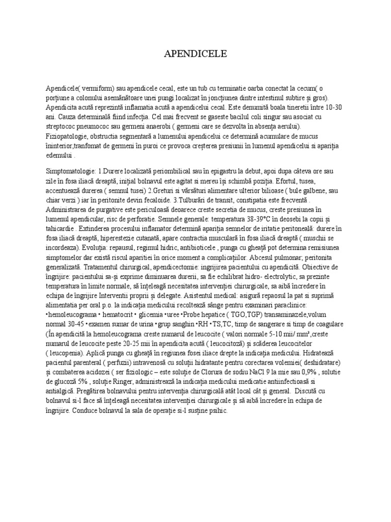 Apendicele Si Ocluzia Intestinala | PDF