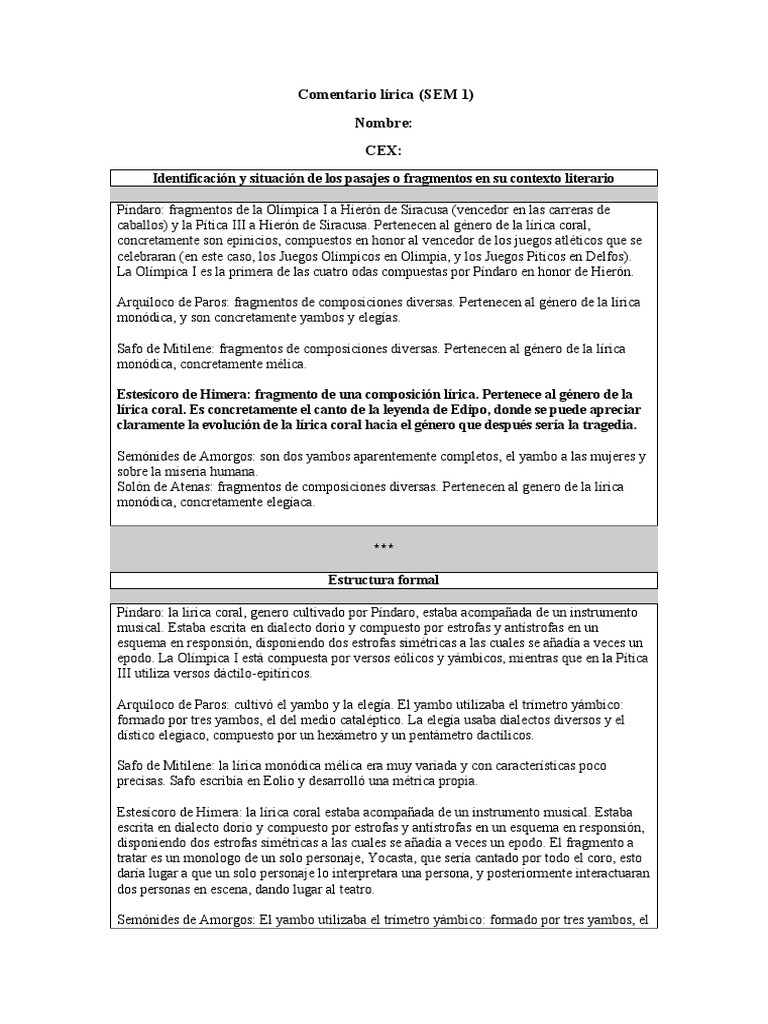 Análisis de la lírica griega clásica | PDF