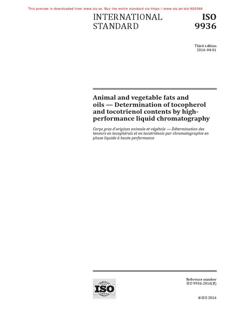 ISO 9936 2016 EN - Tocophérol PDF | PDF | High Performance Liquid ...