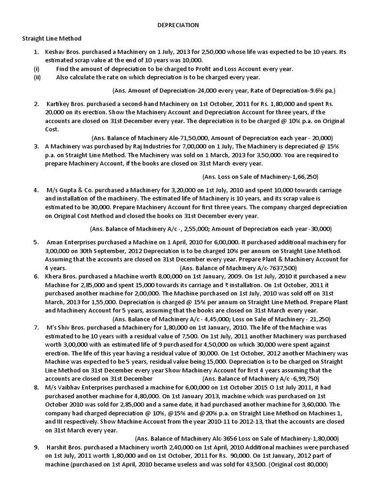 Depreciation Assignment | PDF | Depreciation | Cost