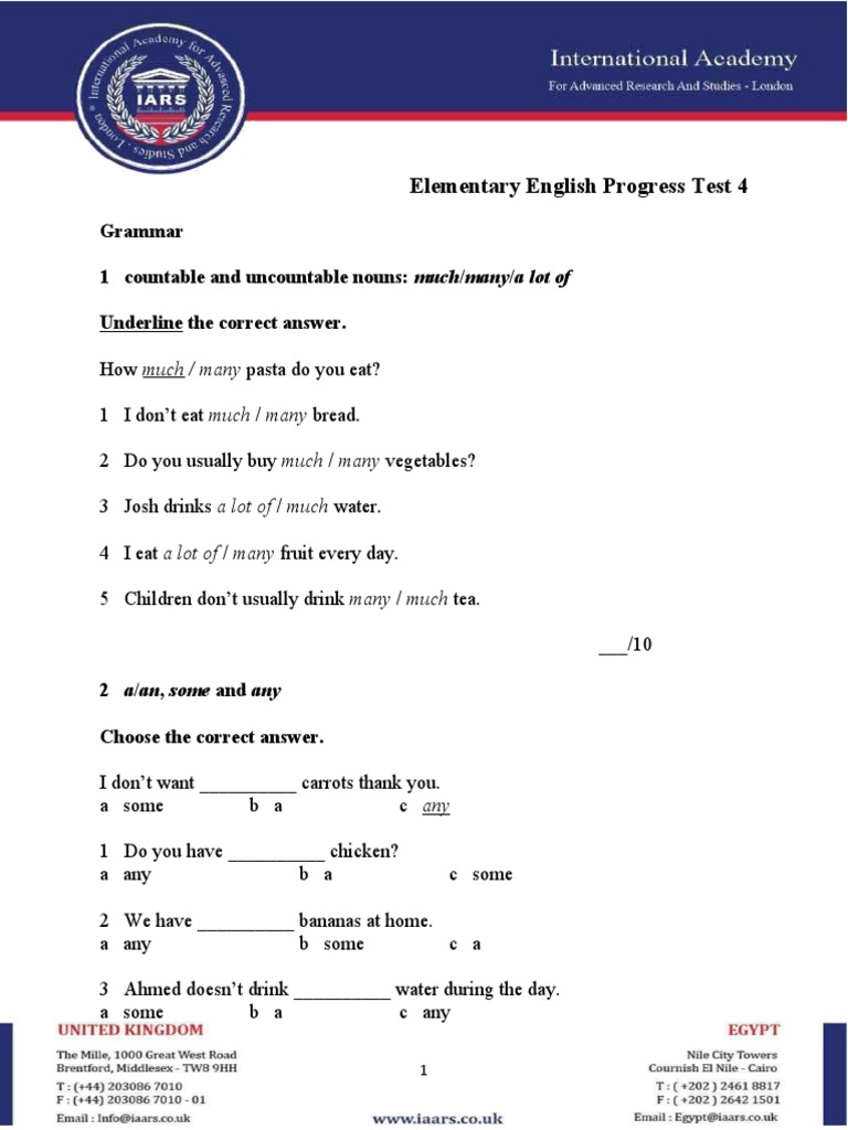 Elementary English Progress Test 4 | Download Free PDF | Lunch | Hamburgers Elementary English Progress Test 4 | Download Free PDF | Lunch | Hamburgers