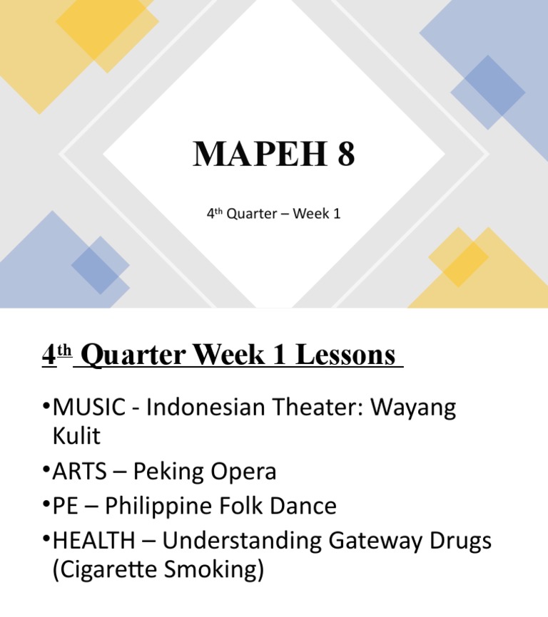 MAPEH 8: 4th Quarter Week 1 Lessons | PDF