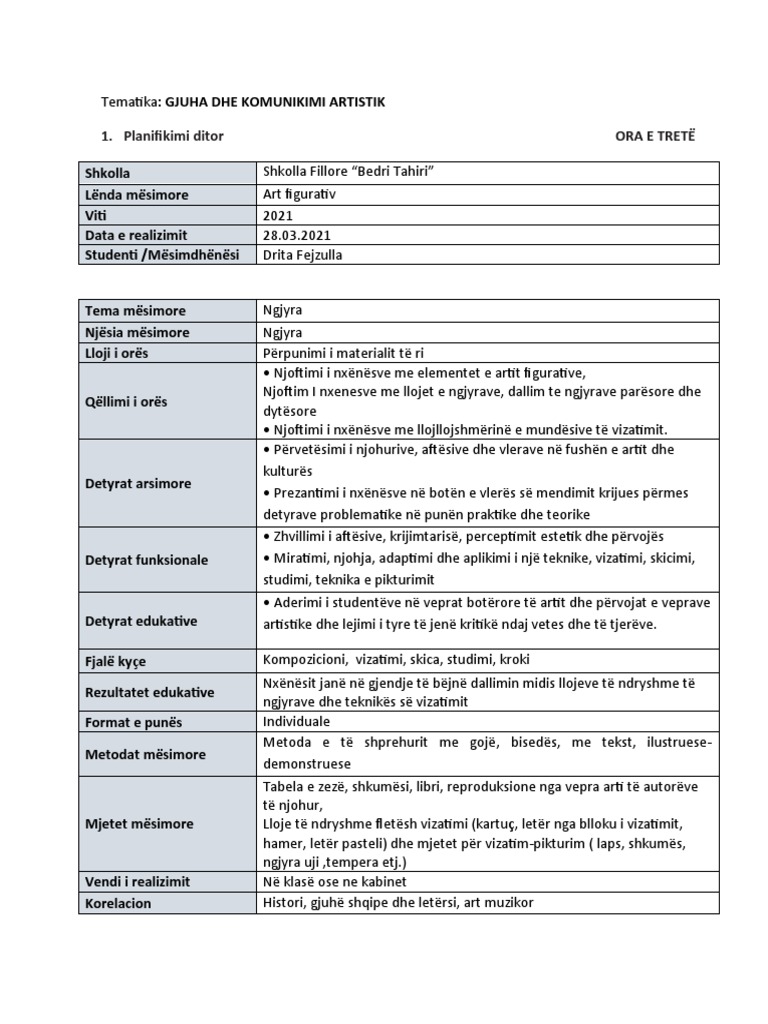 Planifikim Ditor 1 | PDF