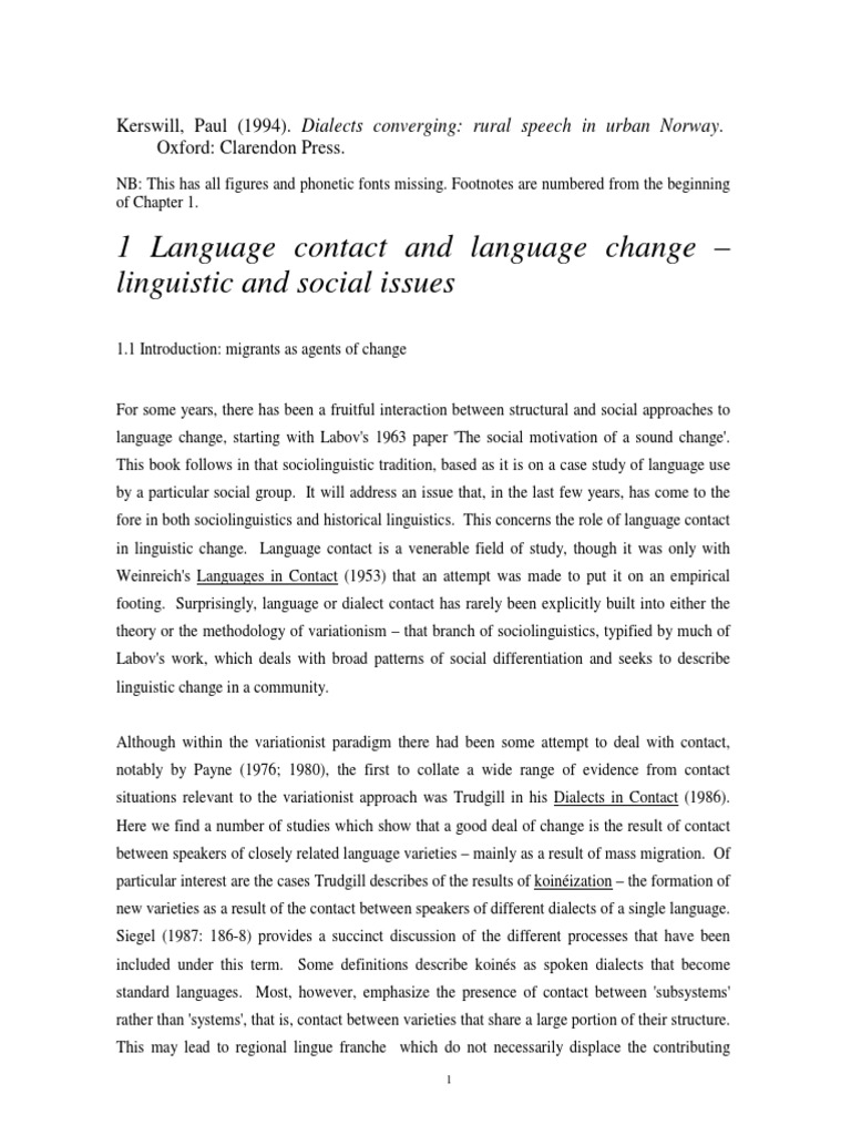 Kerswill - Language Contact and Language Change | PDF | Second Language ...