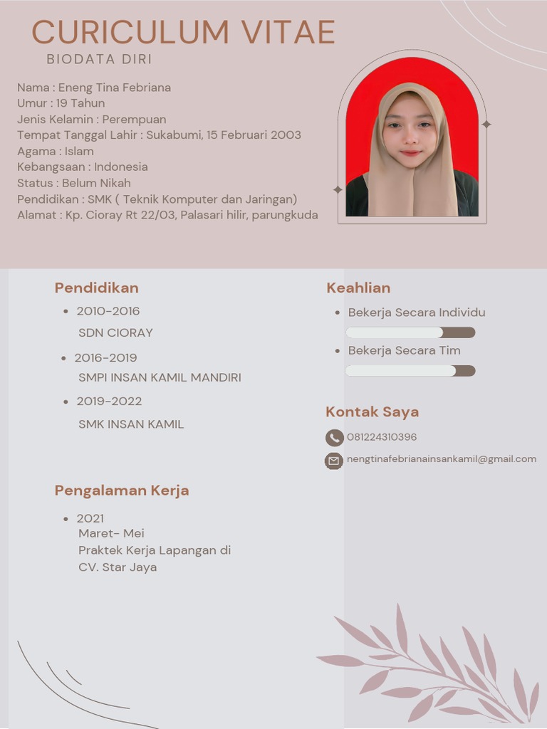 Biodata Eneng Tina Febriana 2023 | PDF
